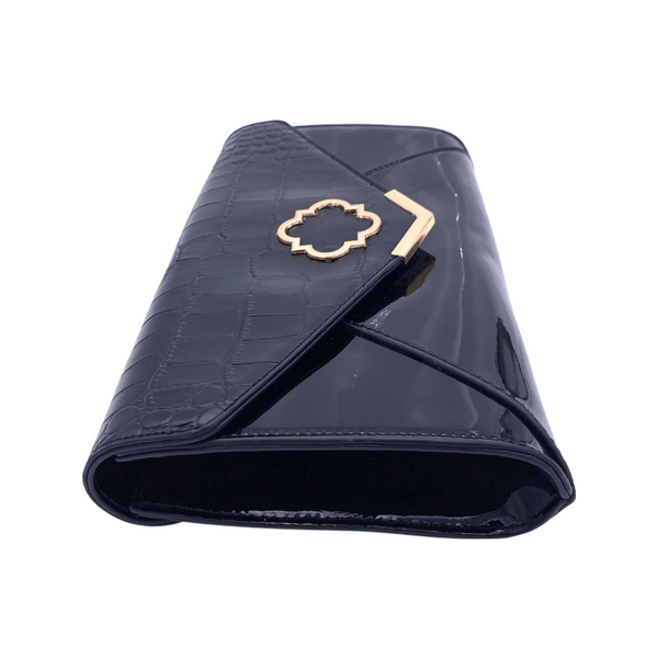 Rowan Black Croc Clutch - Darling and Company